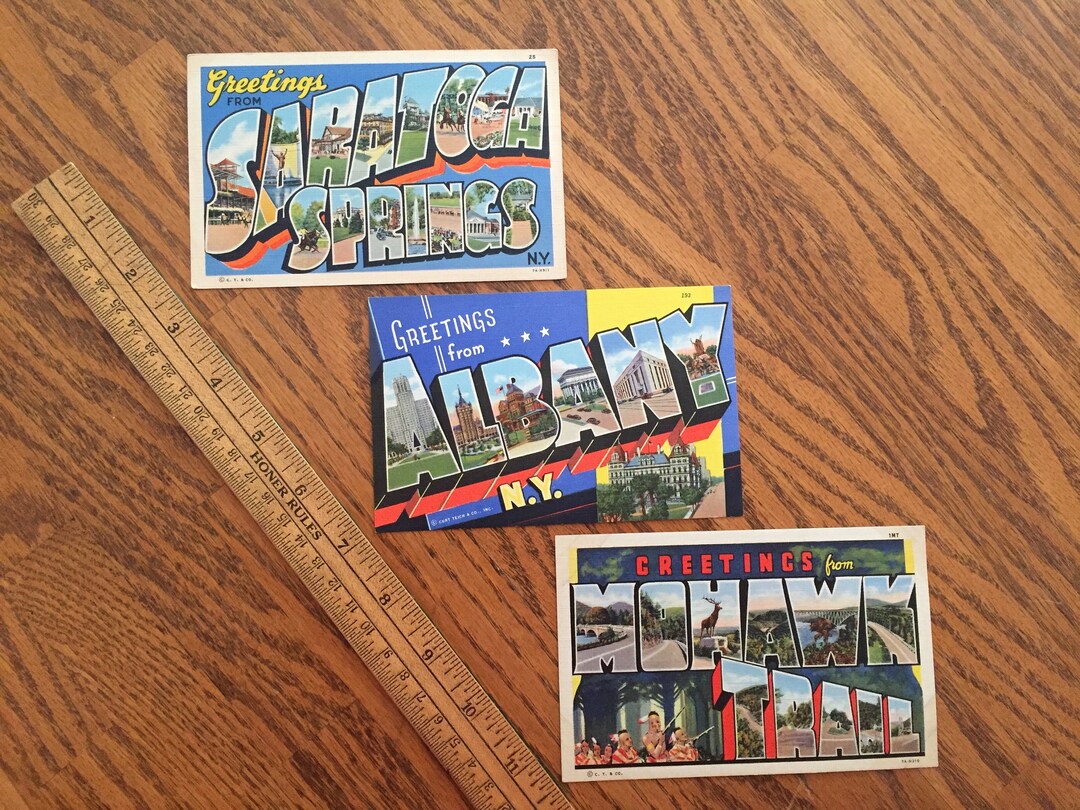 Set of 3 Vintage BIG LETTER Postcards Original & Unused, Featuring ...