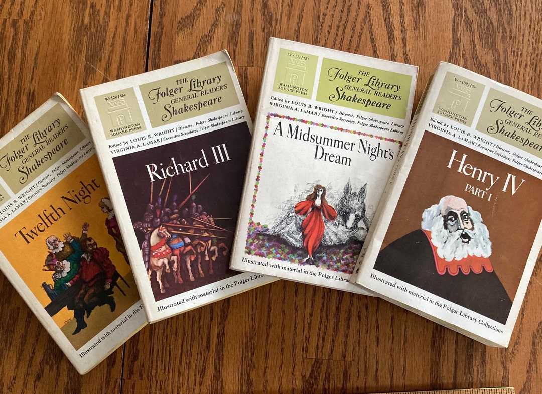 1960's Retro Set 4 Folger Library Shakespeare Paperbacks, Vintage Decor ...