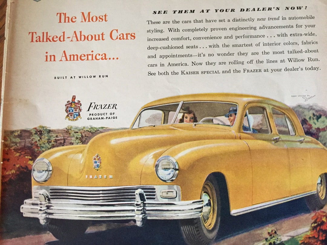 Frazer Car Ad, Frazer Name Gift, 1946 Car Original Car Ad for Rare Car ...