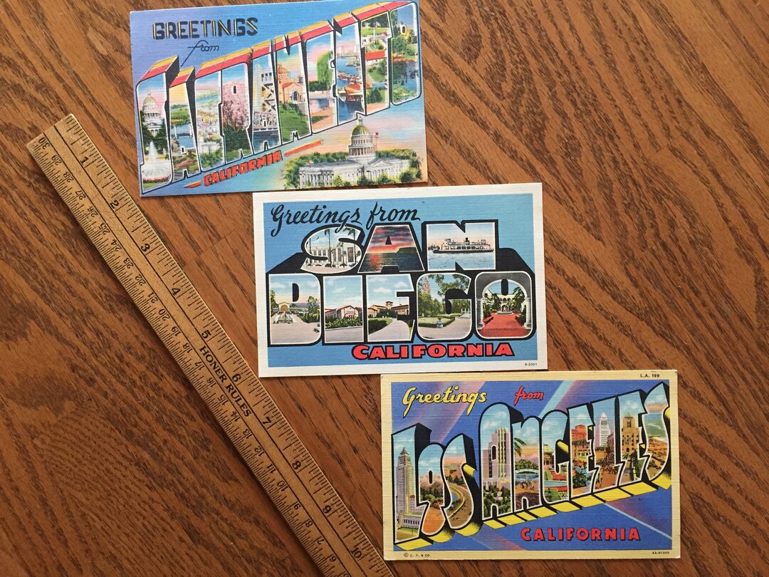Set of 3 Vintage BIG LETTER Postcards Original & Unused, Featuring ...