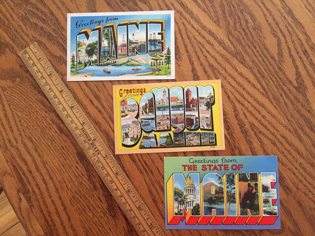 Set of 3 Vintage BIG LETTER Postcards Original & Unused, Featuring ...