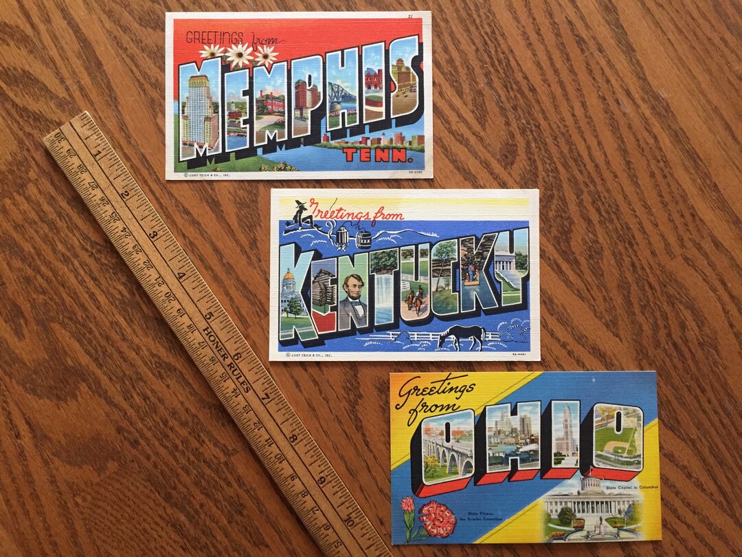 Set of 3 Vintage BIG LETTER Postcards Original & Unused, Featuring ...