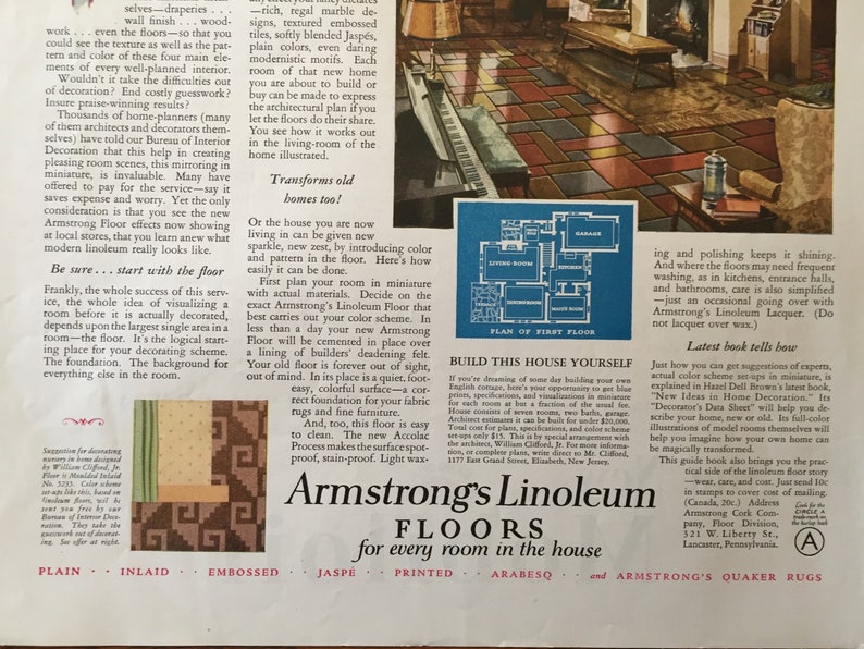 1929 Armstrong Linoleum Advertisement Iconic 1920s Madison - Etsy