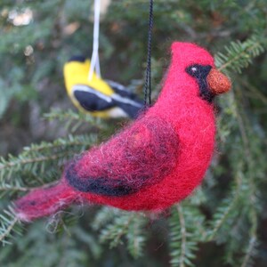 Needle Felted Cardinal Ornament, 100% Wool Handmade Felt Bird - Etsy