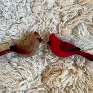 Needle Felted Cardinal Ornament, 100% Wool Handmade Felt Bird - Etsy