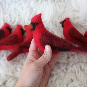 Needle Felted Cardinal Ornament, 100% Wool Handmade Felt Bird - Etsy
