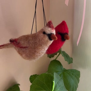 Needle Felted Cardinal Ornament, 100% Wool Handmade Felt Bird - Etsy