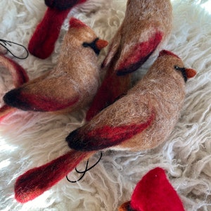 Needle Felted Cardinal Ornament, 100% Wool Handmade Felt Bird - Etsy