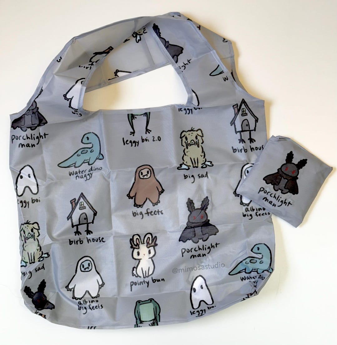Scribble Cryptid - Thin, Lightweight Re-usable Shopping Bag - Etsy