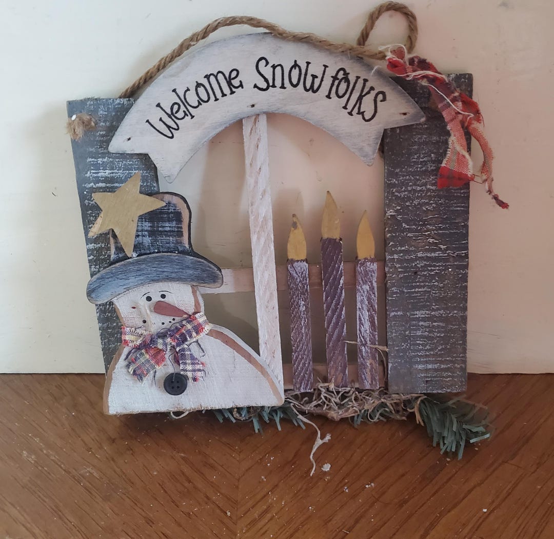 Wooden Gate Sign, Christmas Decoration, Welcome Snow Folks - Etsy