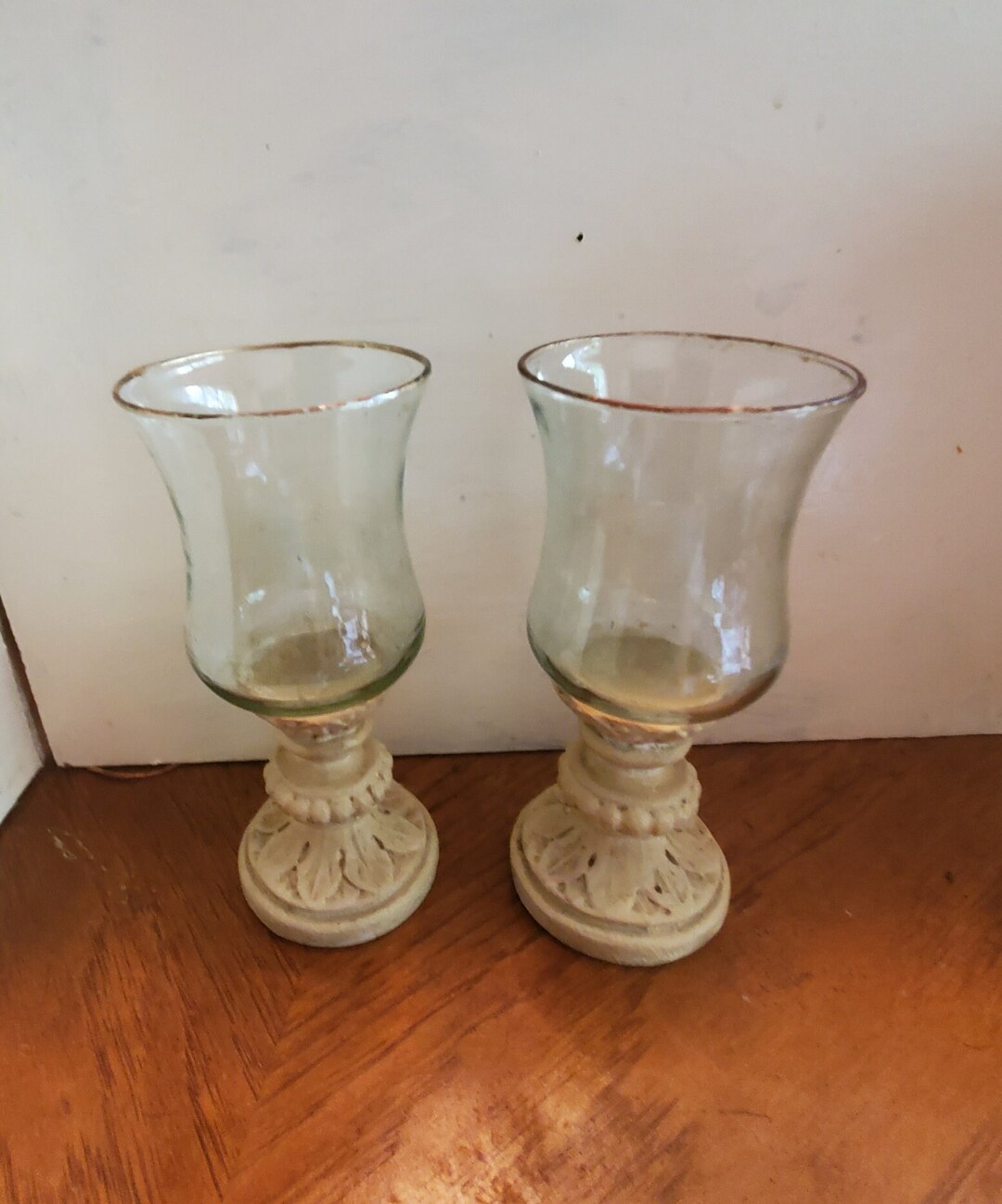 Vintage Plaster Base, Glass Container, Candle Holders - Etsy