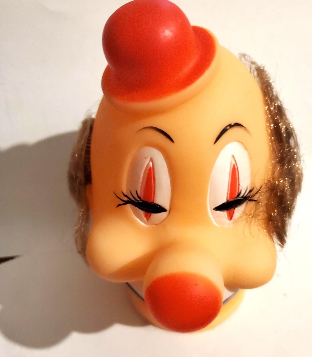 Happy Face, Six Inch Clown Head, Read Derby Hat, Fringed Hair - Etsy