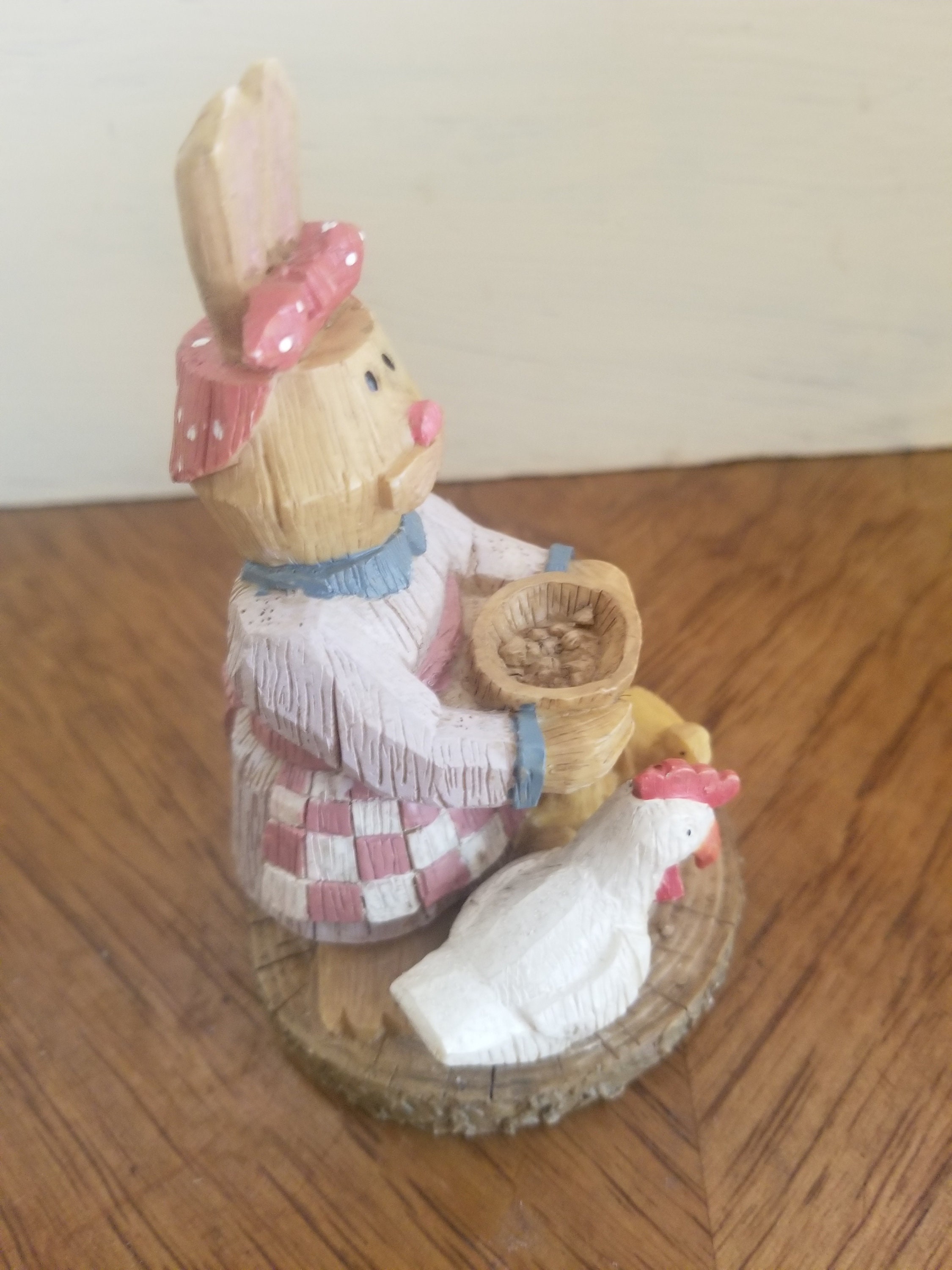 Vintage Barnyard Bunnies, Resin Rabbit, Hen and Chicks - Etsy