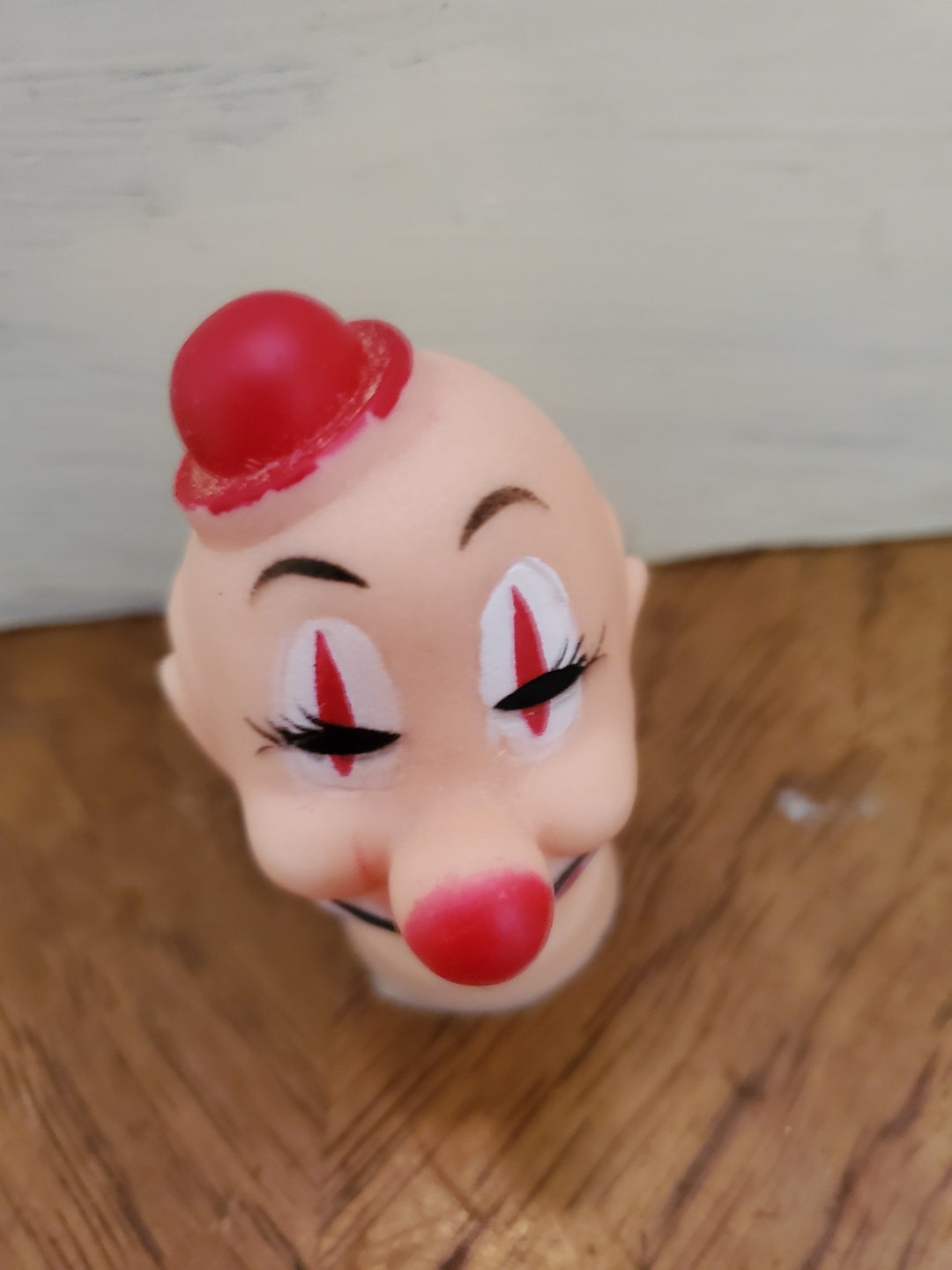 Vintage Small Clown Doll Heads Red Derby Hat Smiling Faces - Etsy