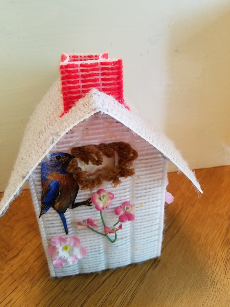 Vintage Bird House Tissue Box Cover Plastic Canvas House - Etsy