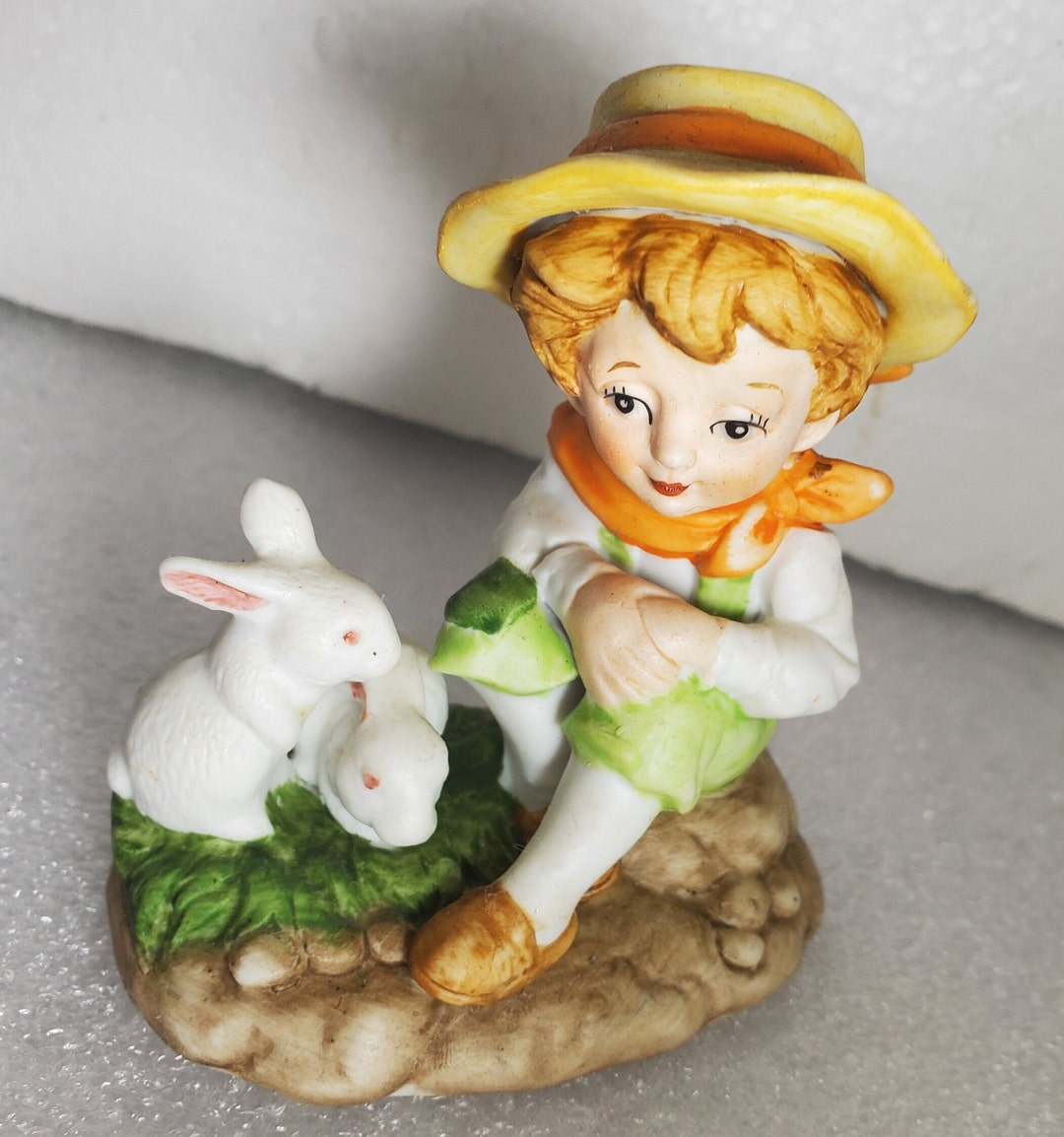 Vintage Small Boy Figurine, With White Rabbits, Lefton China - Etsy