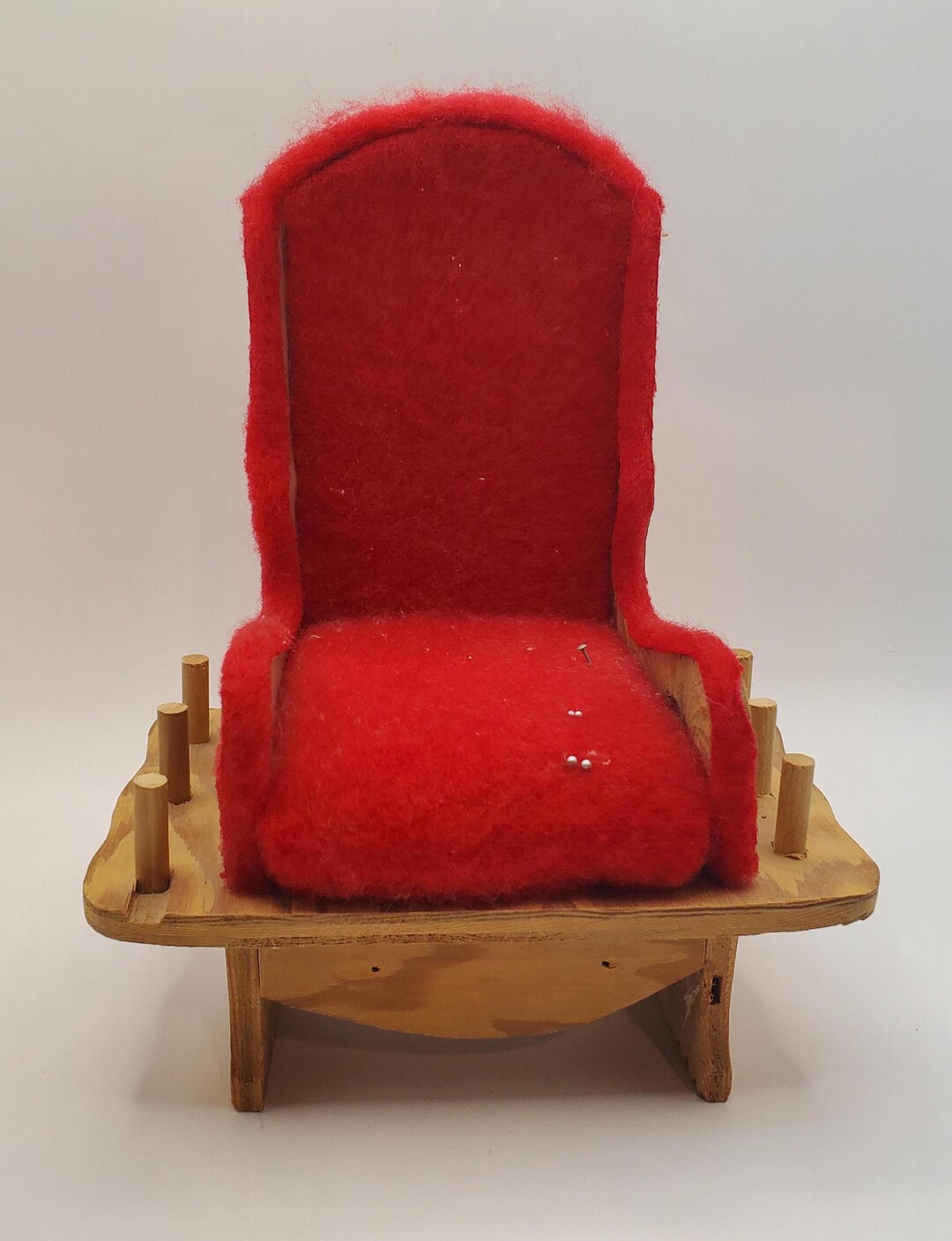 Vintage Wood Pin Cushion Chair Six Thread Spool Holders - Etsy