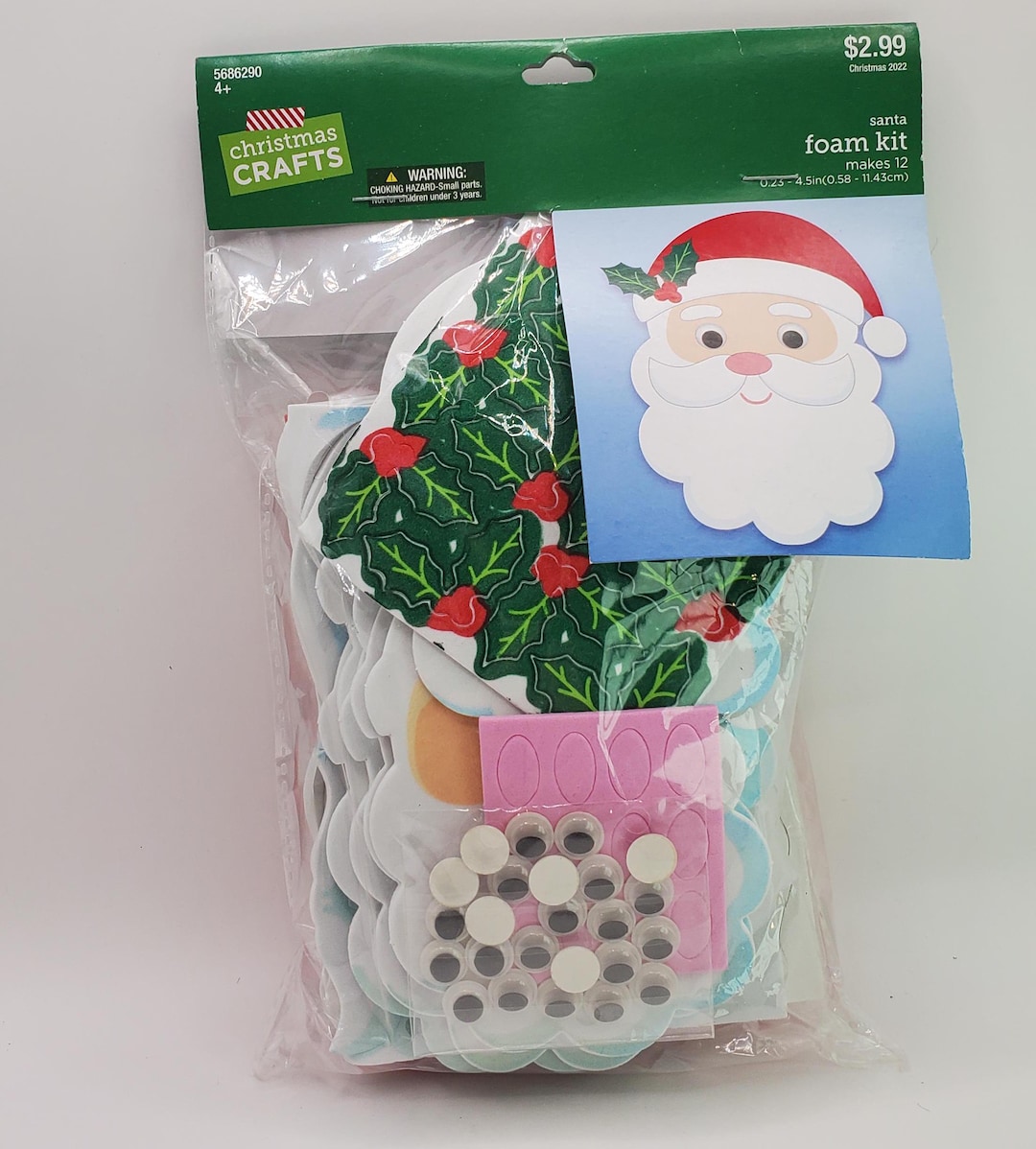 Vintage Foam ,santa Face, Craft Kit, Makes 12 - Etsy