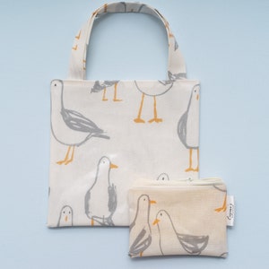 Tote Bag and Purse Gift Set, Seagull Purse, Oilcloth Tote Bag, Seashore ...
