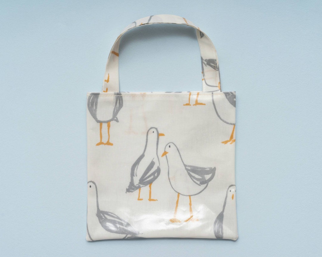 Seagull Tote Bag, Oilcloth Bag, Lunch Bag, Book Bag, Reusable Gift Bag ...