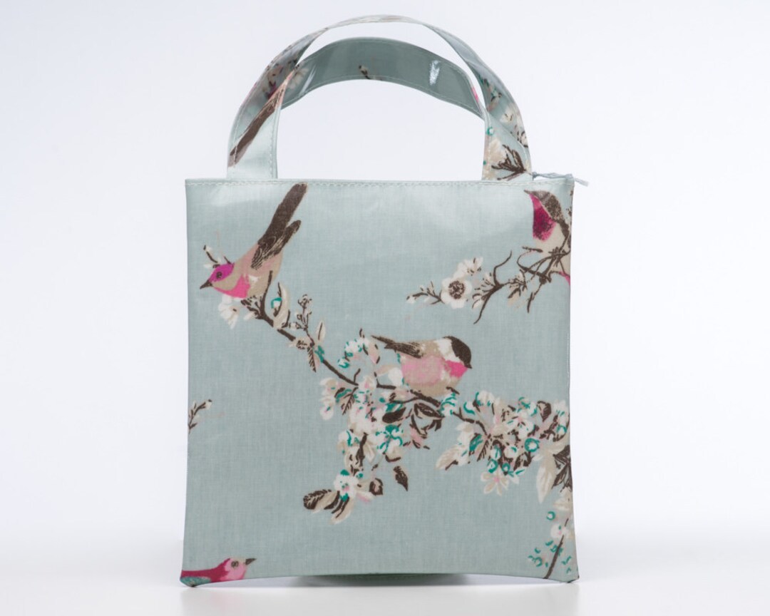 Pretty Floral Oilcloth Tote Bag Beautiful Birds Bag Small - Etsy