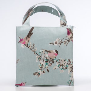 Pretty Floral Oilcloth Tote Bag Beautiful Birds Bag Small - Etsy