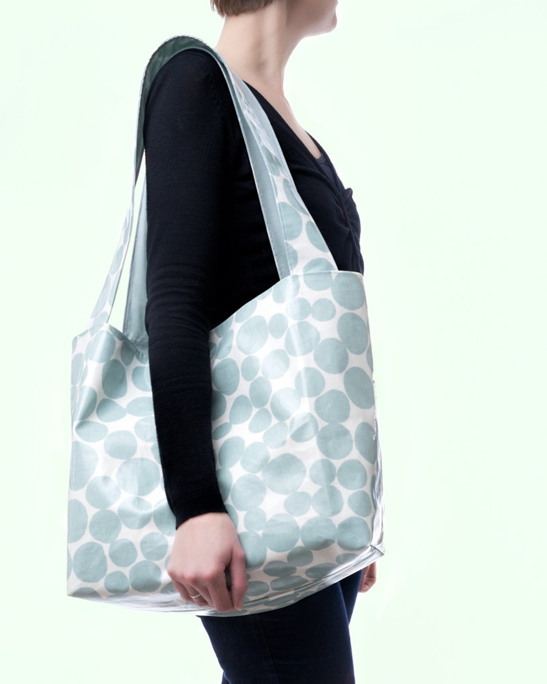 Oilcloth Tote Bag, Shoulder Bag, Picnic Bag, Large Tote Bag, Diaper Bag ...