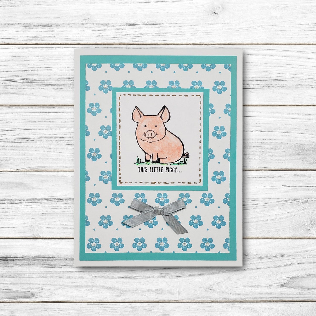Little Pig Card, Sweet Little Pig Card, Handmade Little Pig Card, Cute ...