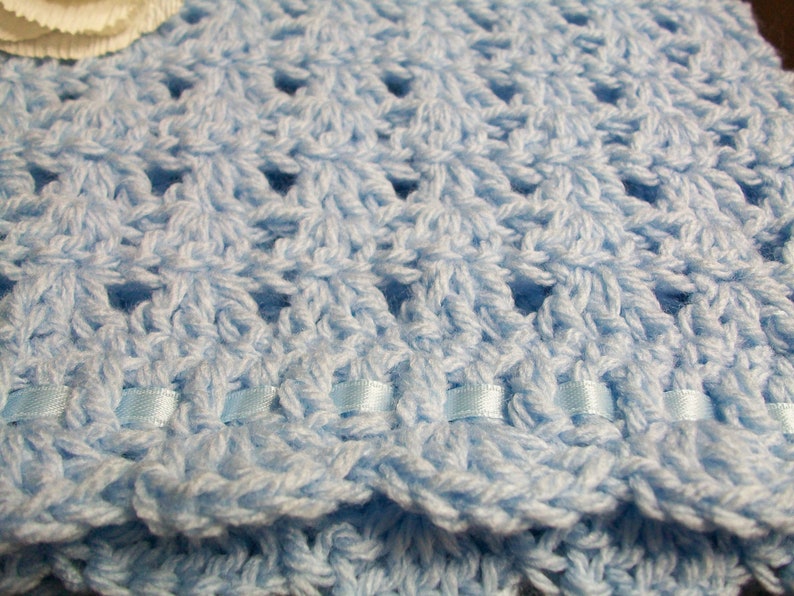 Blue Crochet Baby Blanket Blue Crochet Baby Afghan Blue | Etsy