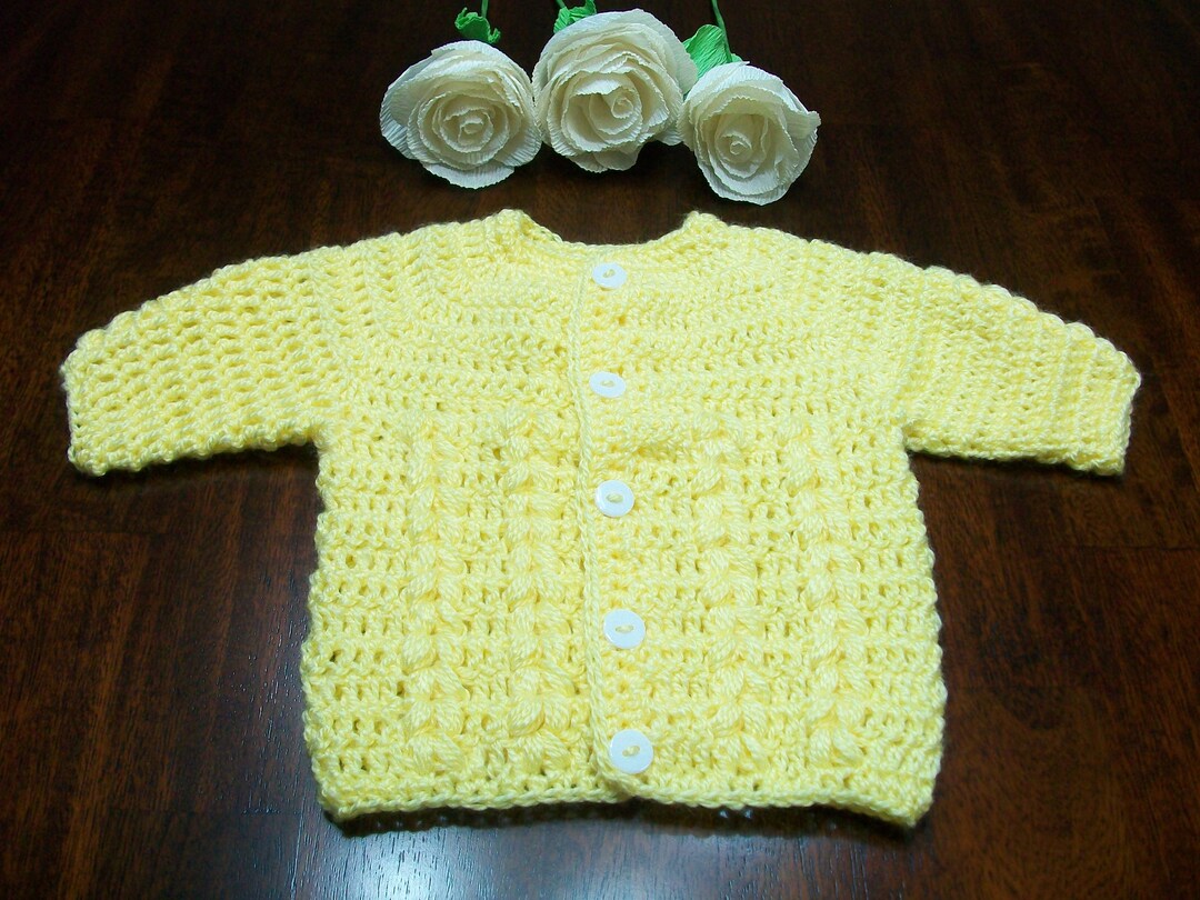 Yellow Baby Cardigan, Yellow Baby Sweater, Yellow Baby Top, Newborn ...