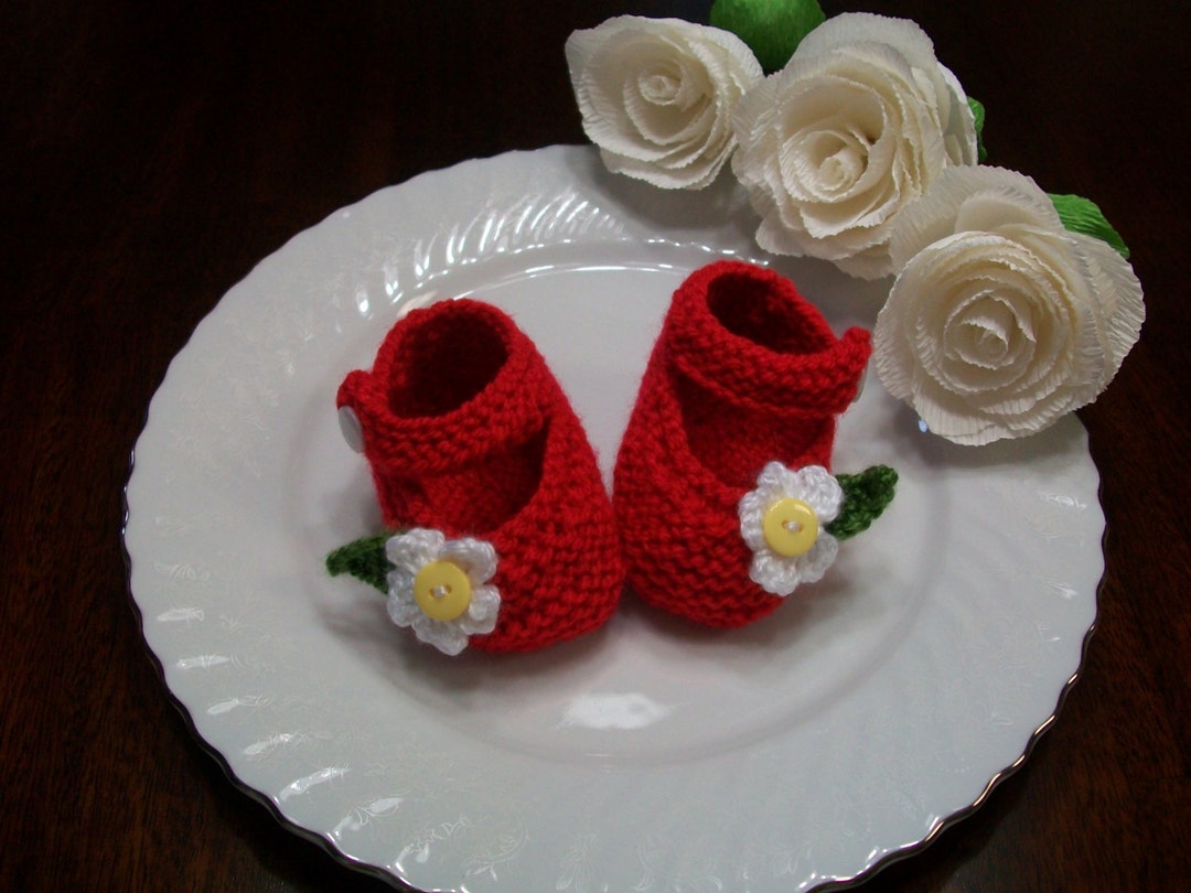 Red Baby Booties, Red Baby Shoes, Red Baby Girl Shoes, Red Newborn ...