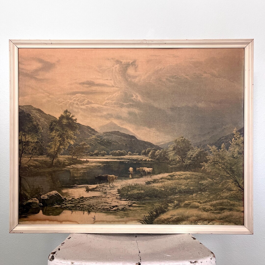Vintage Framed Landscape Print, European Print, Vintage Wall Decor ...