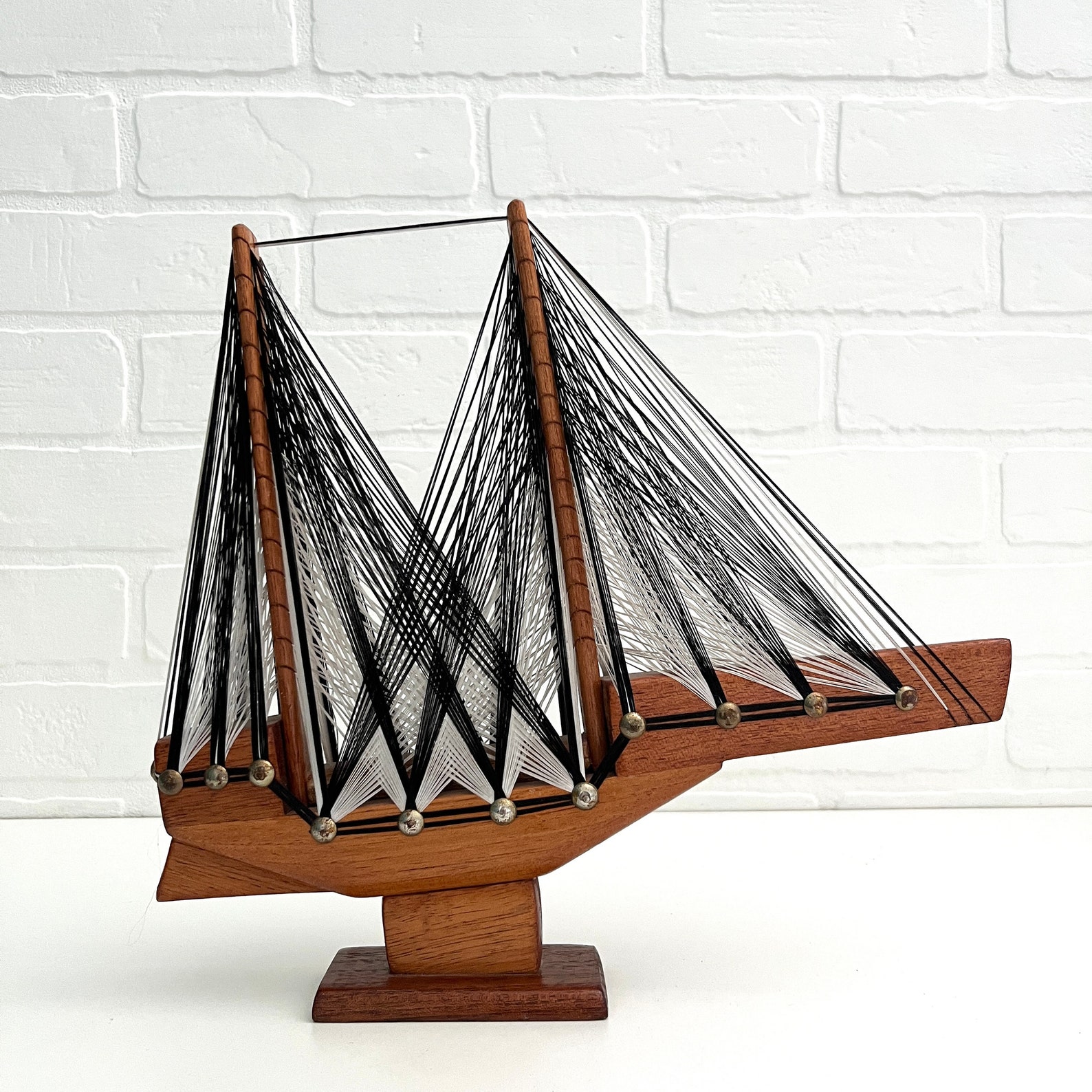 Vintage Wood Sail Boat Model String Art Boat Hand Made Boat - Etsy