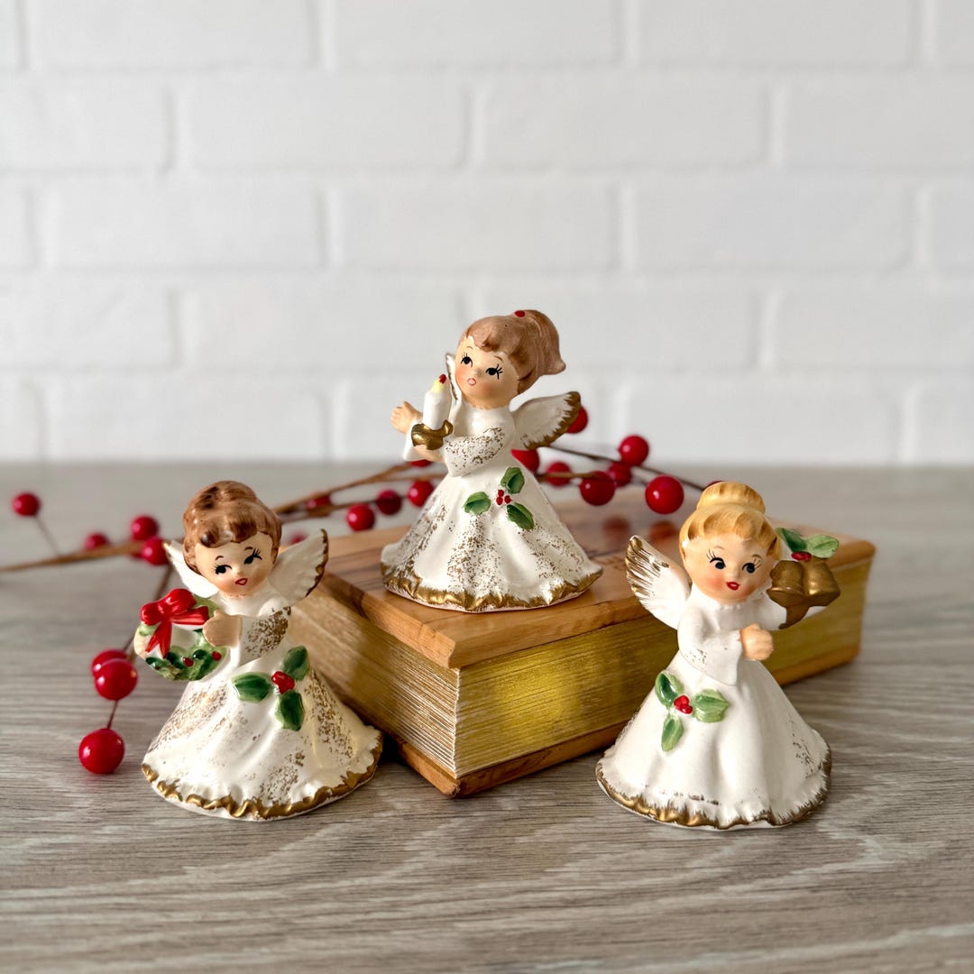 Vintage Set of 3 Napco Christmas Angels, MCM Napcoware Angels ...