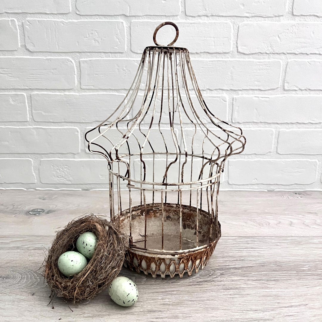 Vintage Bird Cage, Wire Bird Cage, Gold Bird Cage, Mid-century Bird ...
