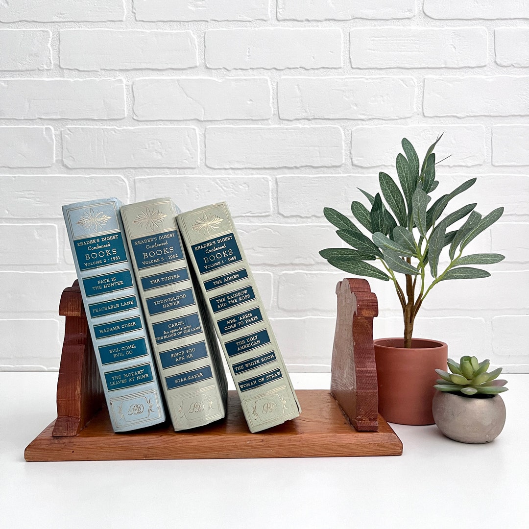 Vintage Free Standing Table Top Wood Book Rack, Small Book Storage ...