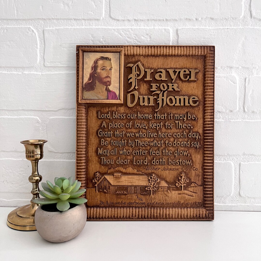 Vintage Prayer for Our Home Plaque, Scripture Wall Decor, Christian ...
