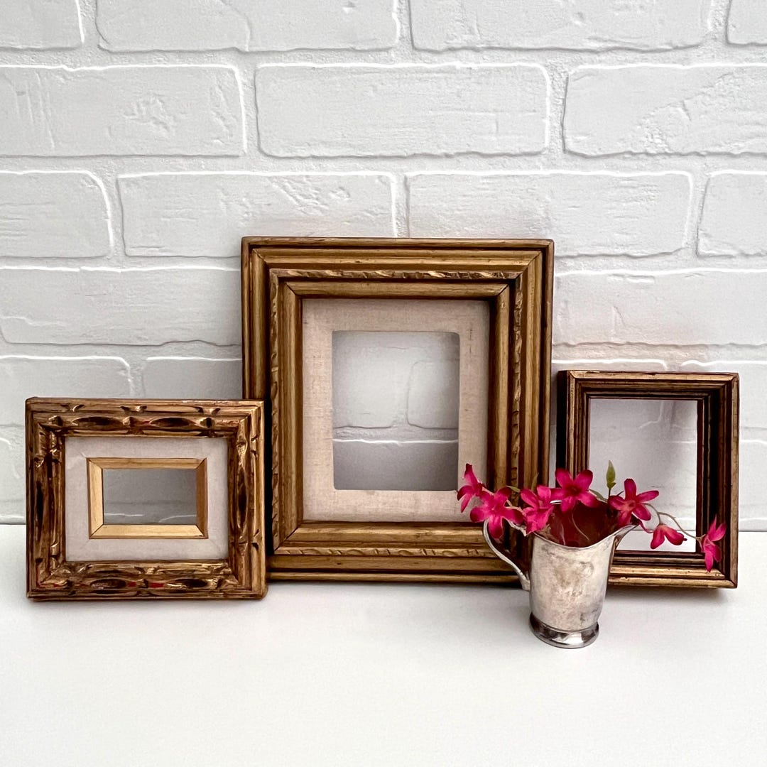 Vintage Set of Gold Frames, Set of 3 Open Picture Frames, Gold Frames ...