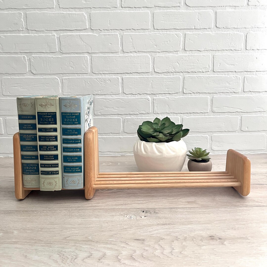 Vintage Sliding Book Rack, Tabletop Book Holder, Free Standing Book ...