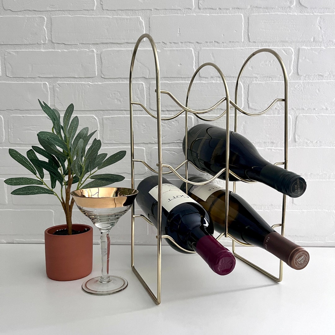 Vintage Gold Wine Rack, Shiny Gold Wire Wine Rack, Wine Storage, Gold ...