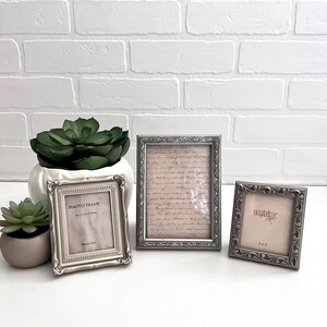 Set of 3 Vintage Frames, Group of Frames, Silver Picture Frames, Multi Frame Arrangement, Table ...