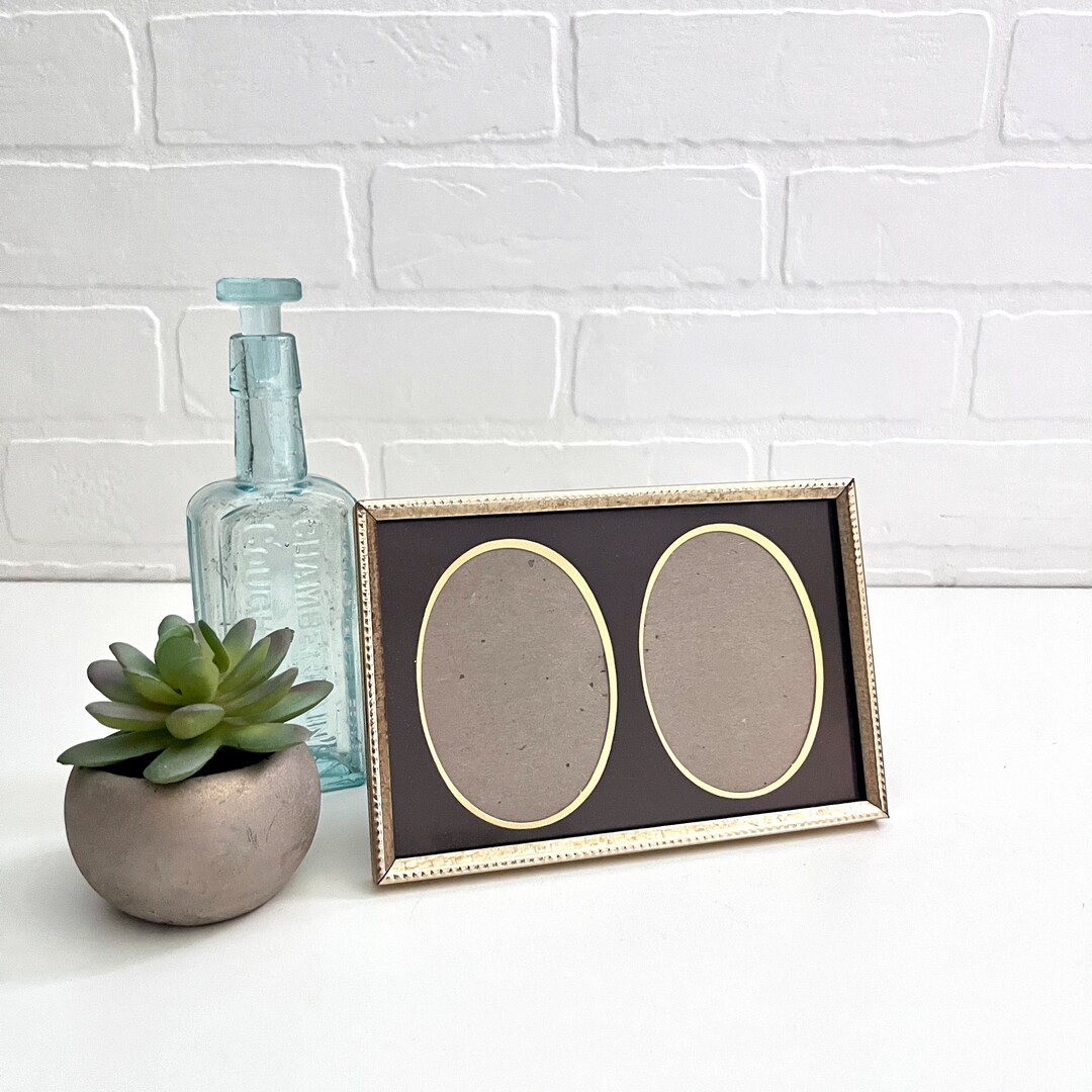 Vintage Multi Opening Gold Frame, Double Oval Frame, Small Gold Frame ...