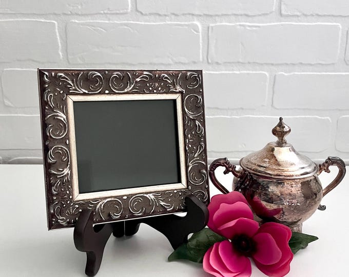 Vintage 3.5 X 4 Silver Picture Frame, Ornate Frame, Pewter Color Wood ...