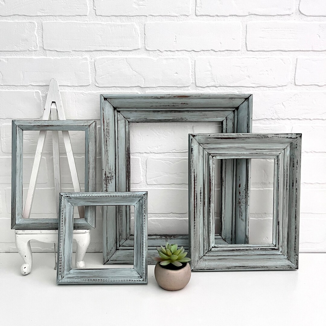 Vintage Blue Picture Frame, Set of 4 Picture Frames, Painted Blue ...