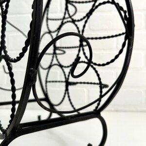 Vintage Black Wrought Iron Round Wine Rack, Metal Wine Rack, Spanish ...