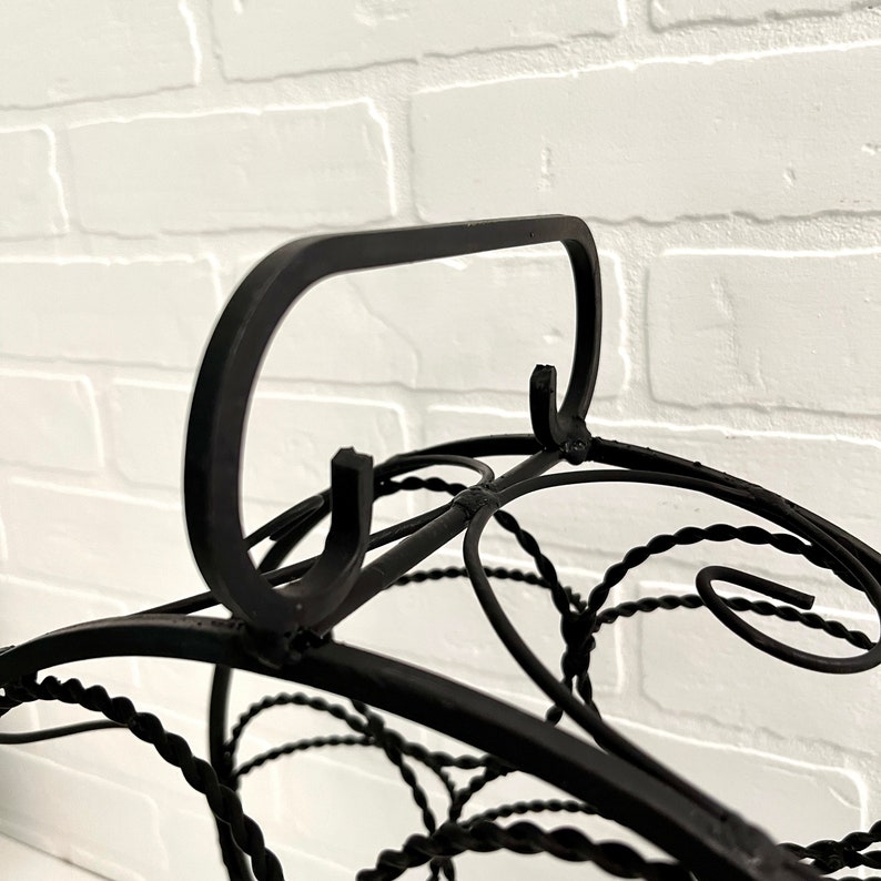 Vintage Black Wrought Iron Round Wine Rack, Metal Wine Rack, Spanish ...