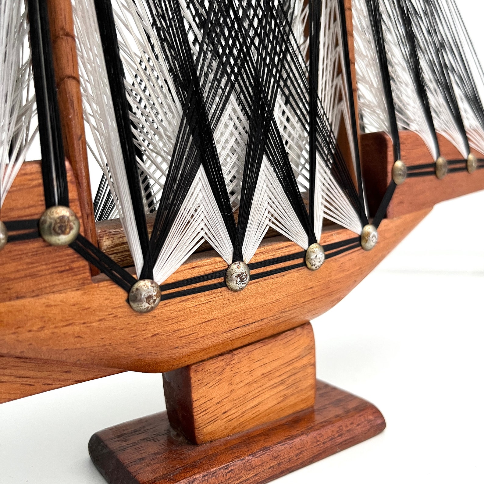 Vintage Wood Sail Boat Model String Art Boat Hand Made Boat - Etsy