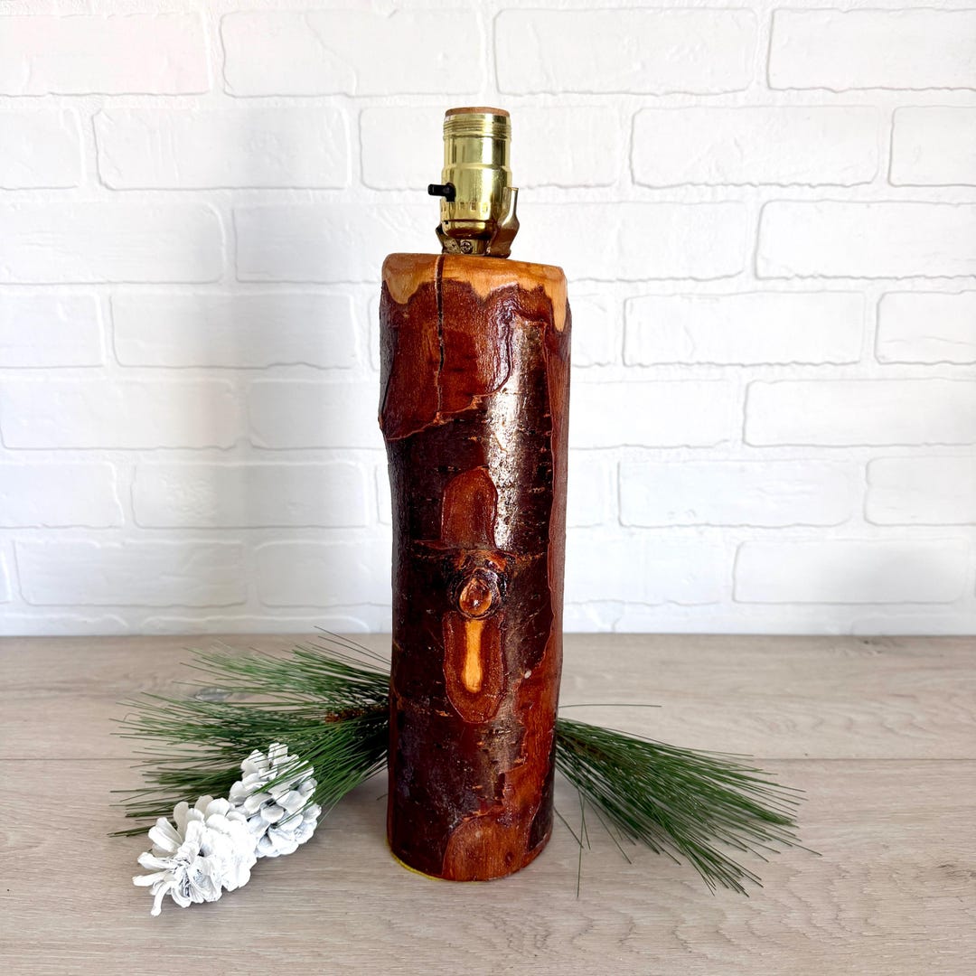Vintage Log Lamp Base, Rustic Wooden Lamp, Lamp Made Out of a Log, Tree ...