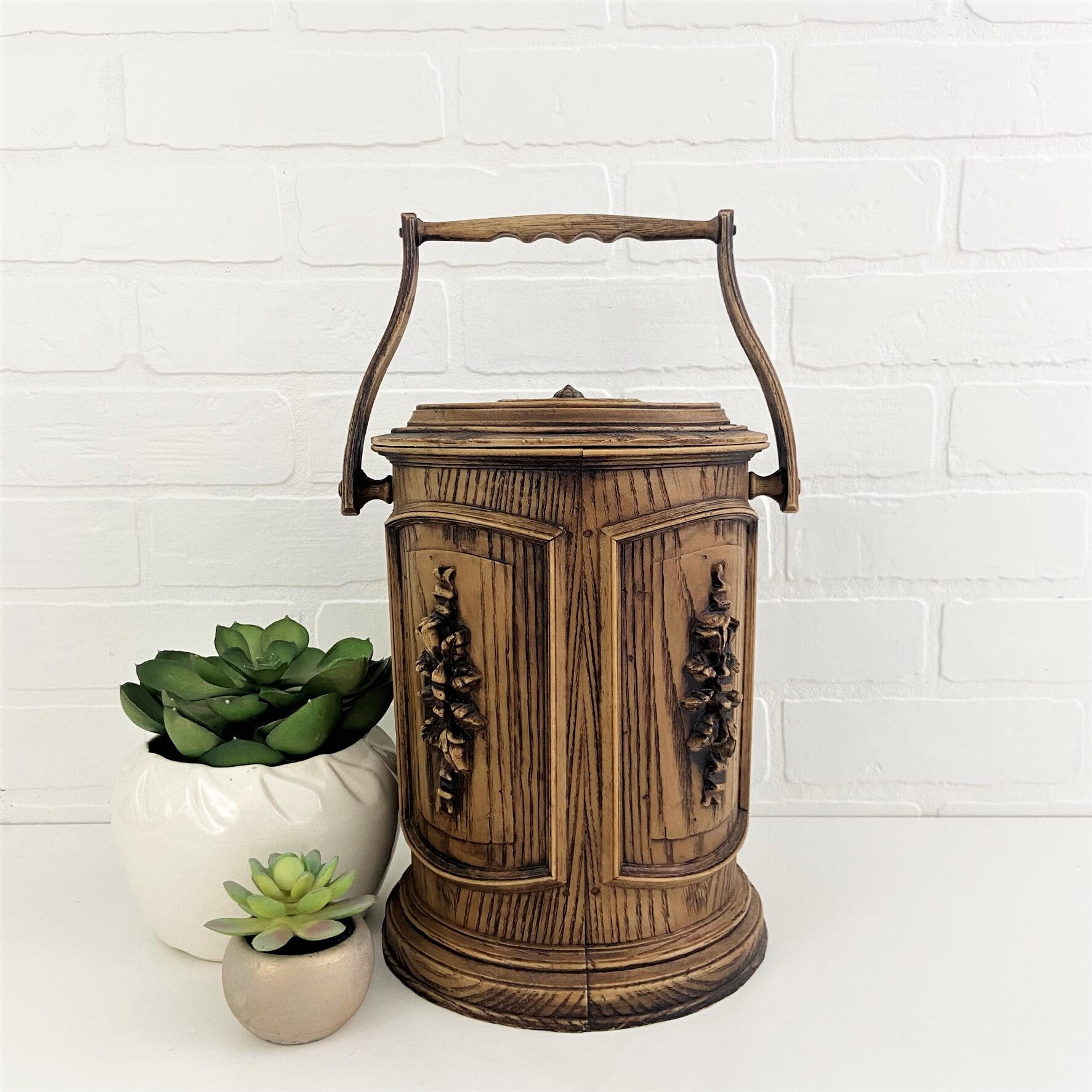 Vintage Ice Bucket Faux Wood Ice Bucket Fake Wood Look - Etsy UK