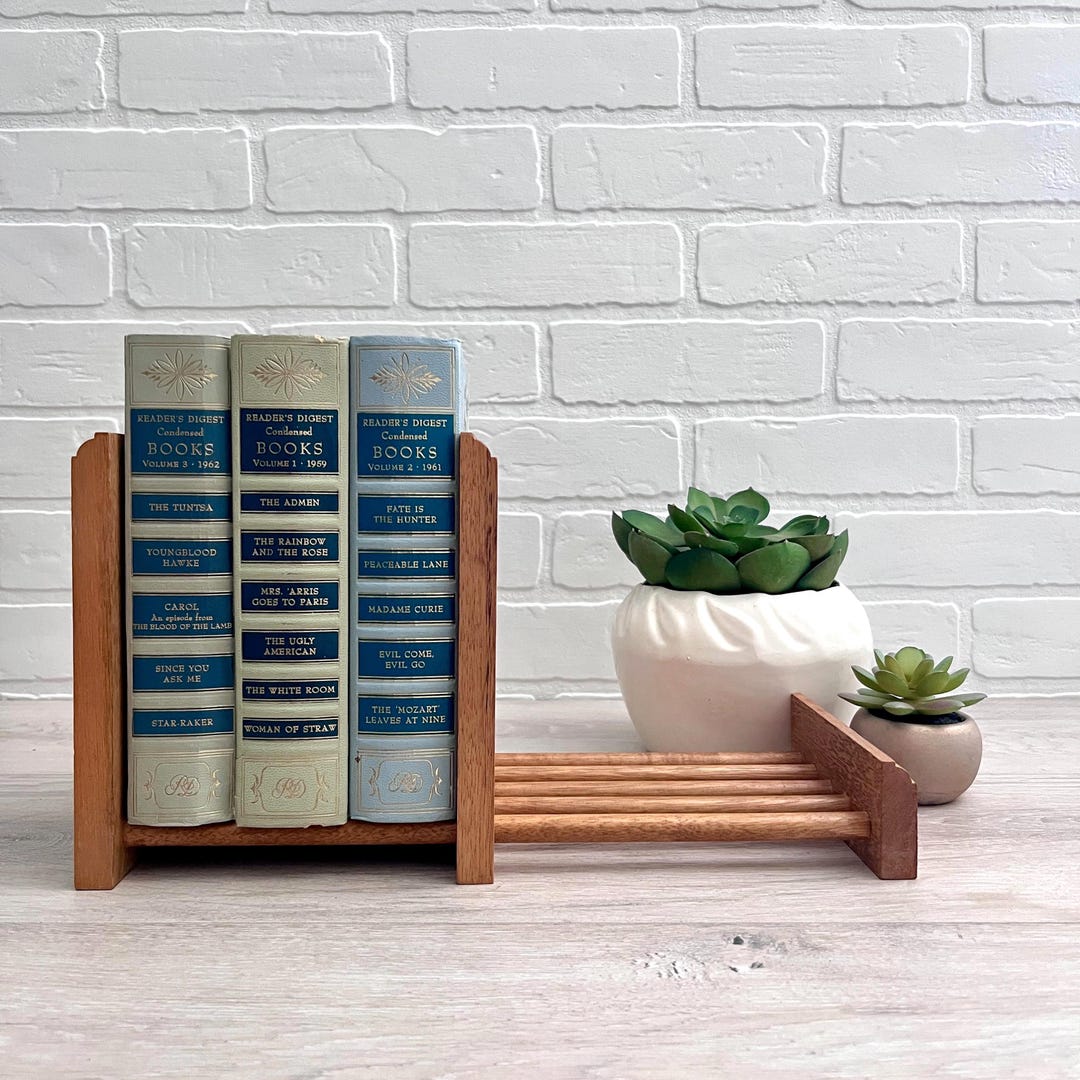 Vintage Sliding Book Rack, Tabletop Book Holder, Free Standing Book ...
